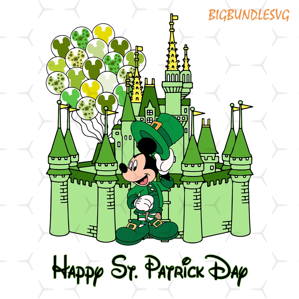 Happy St Patrick Day Leprechaun Mickey Mouse Kingdom PNG | Inspire Uplift