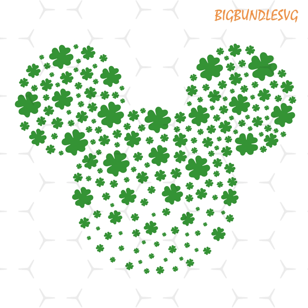 Mickey Mouse Head Irish Green Clover SVG | Inspire Uplift