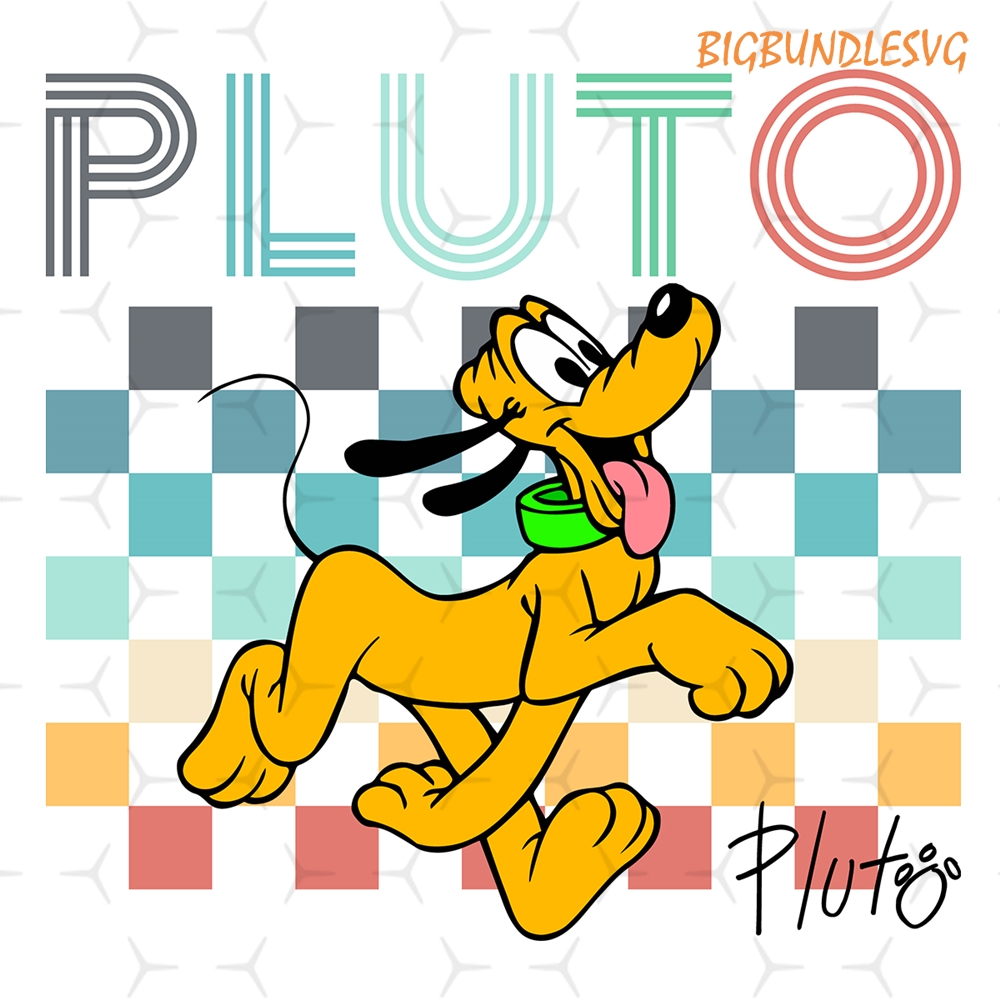 Checkered Pluto Dog Disney Signature SVG | Inspire Uplift
