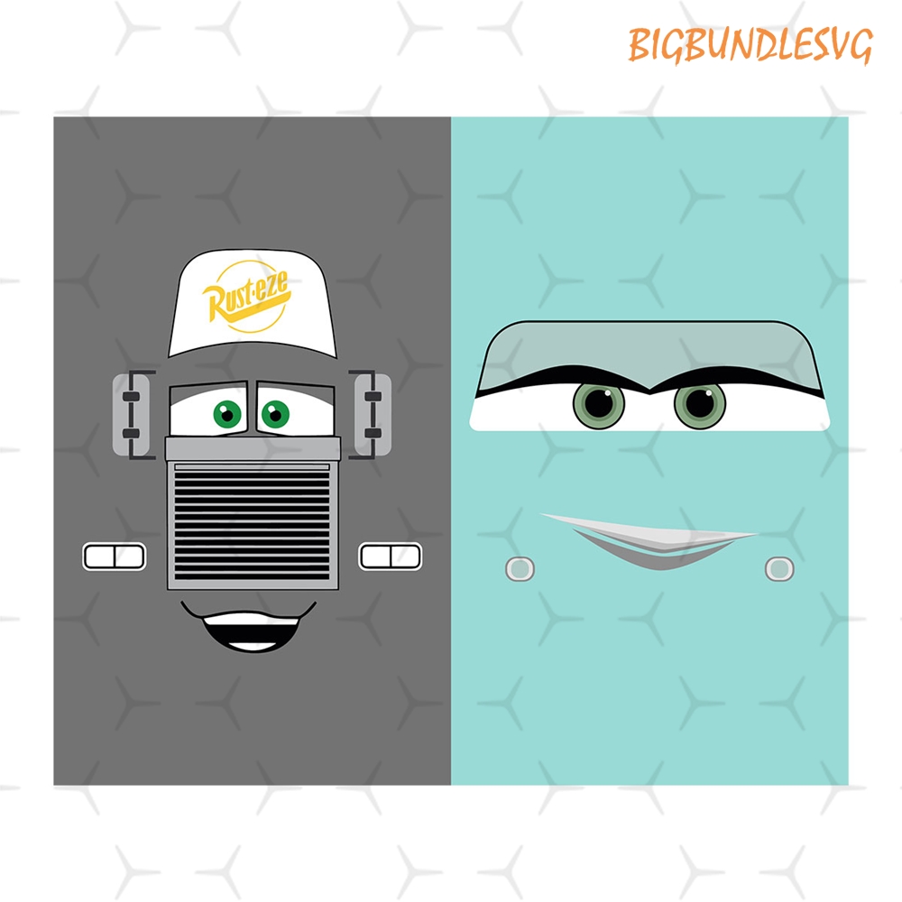 Disney Pixar Cars Mack and Flo Face Poster SVG | Inspire Uplift