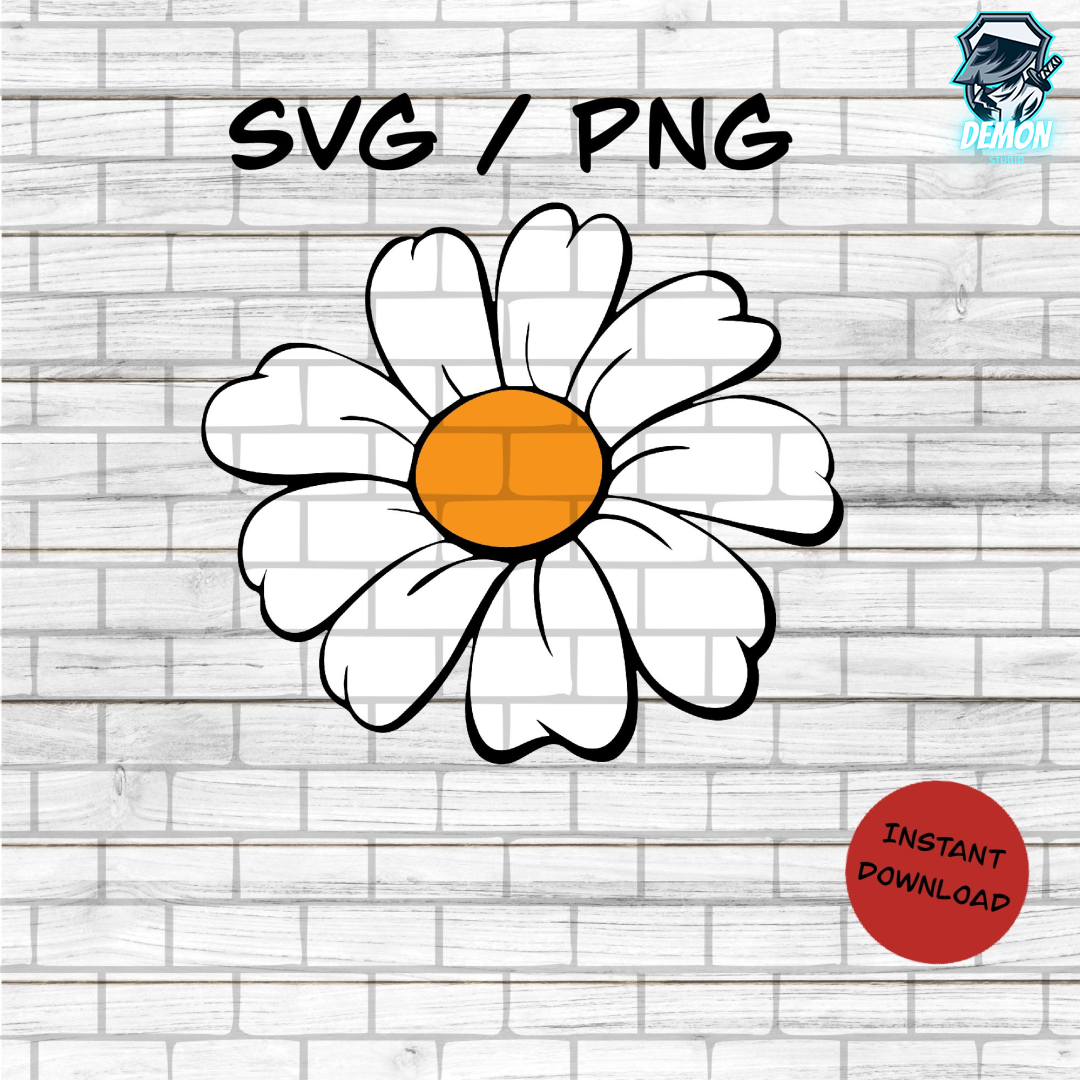 Cartoon Daisy Flower SVG, PNG, Cut File, Iron on, Transfer - Inspire Uplift
