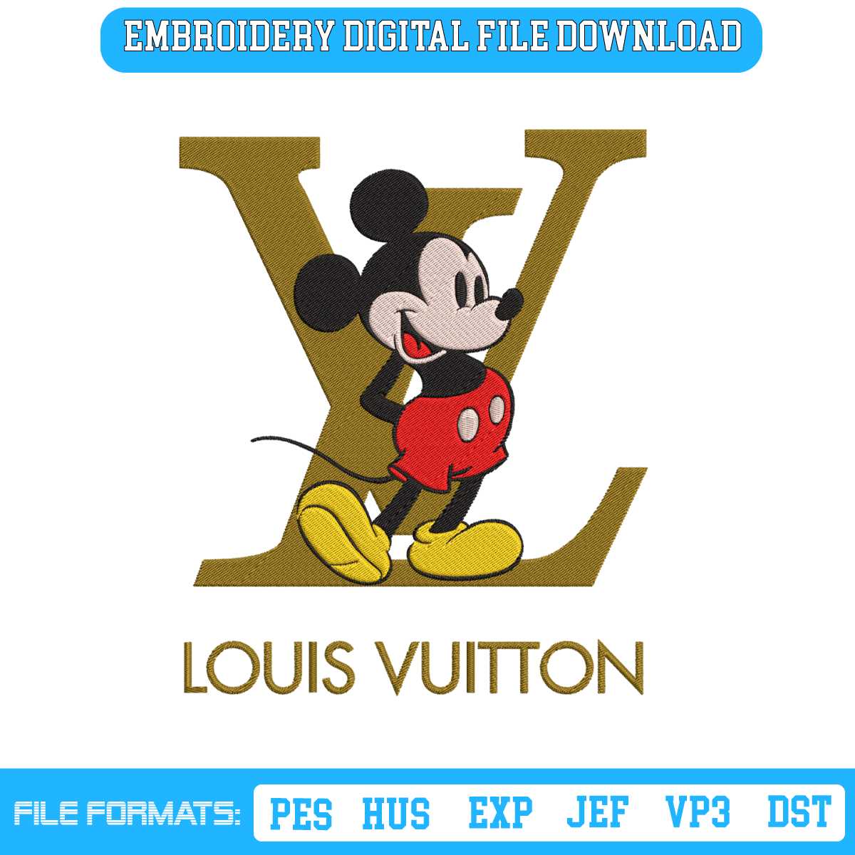 Inspired Mickey Mouse Louis Vuitton Logo Embroidery Design - Inspire Uplift