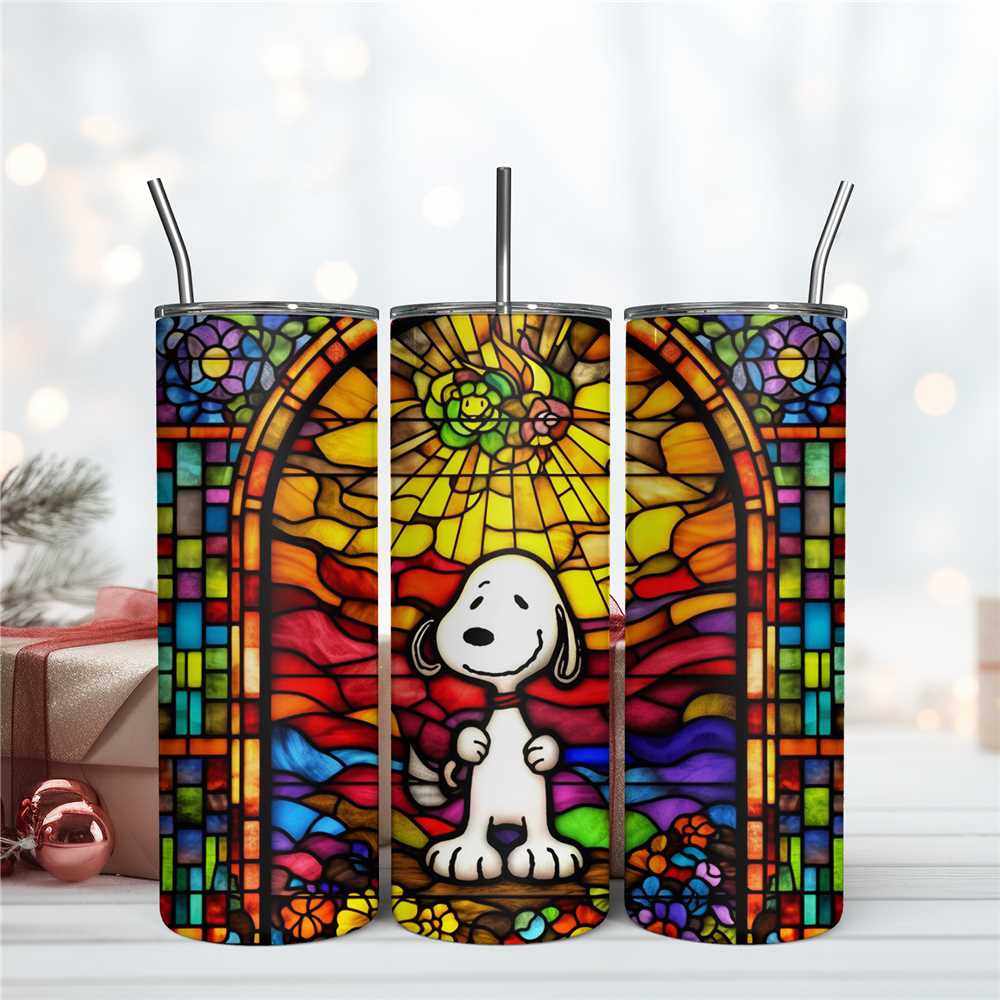 Snoopy Dog 20Oz Stained Glass Tumbler Sublimation Design PNG | Inspire ...