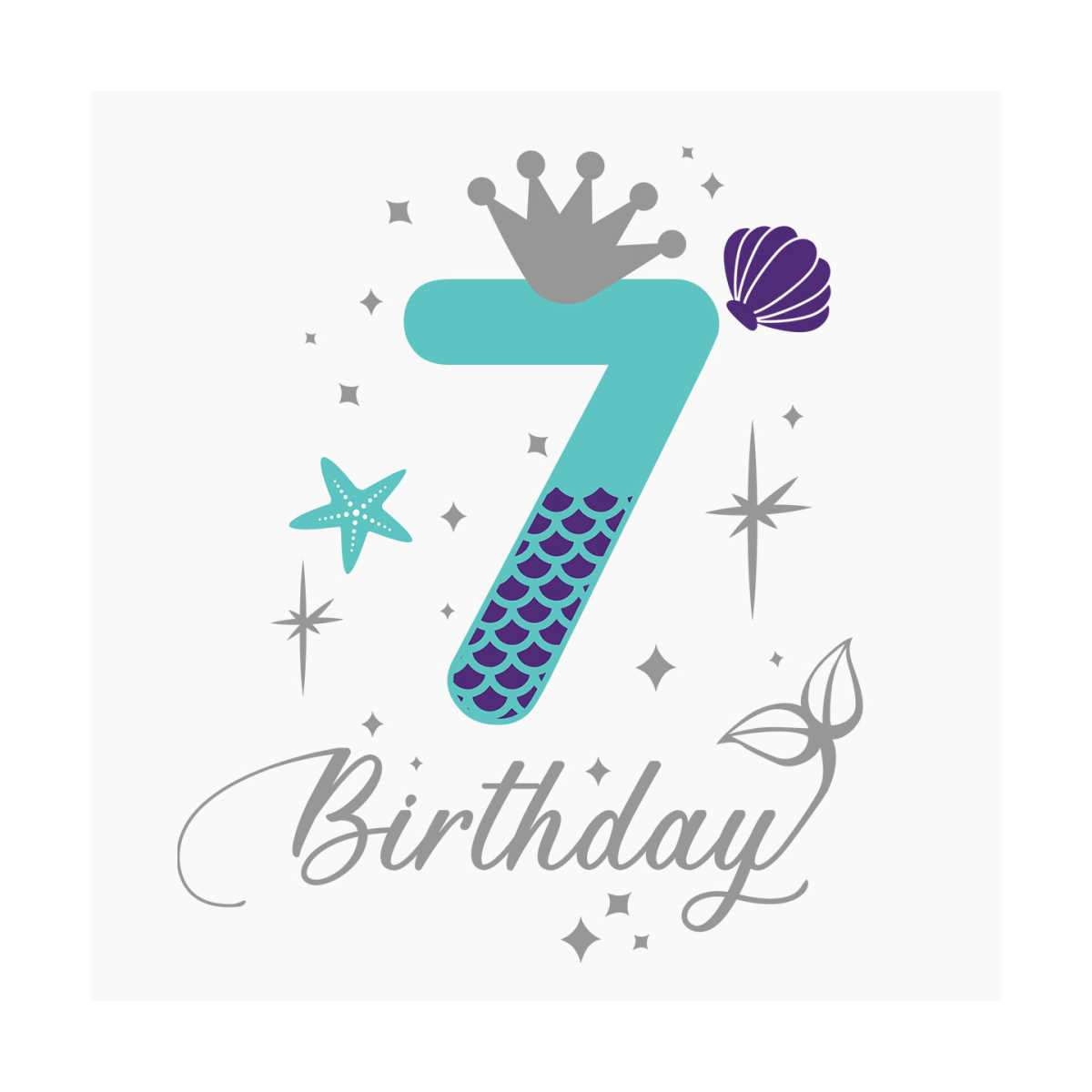 7th Birthday Mermaid Svg, Birthday Svg, Happy Birthday Svg, - Inspire ...