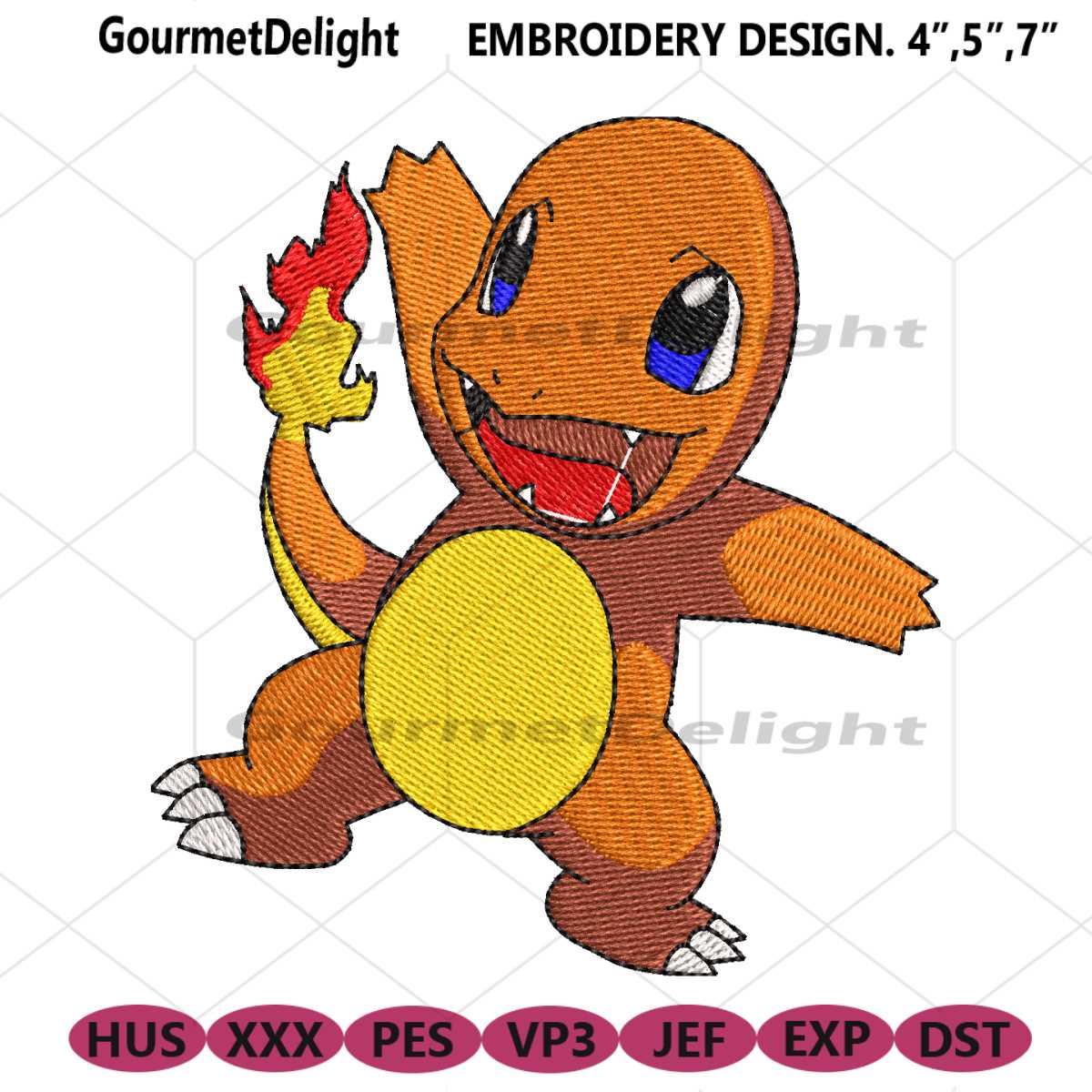 Charmander Pokemon Anime Embroidery Design Hitokage Embroide | Inspire ...