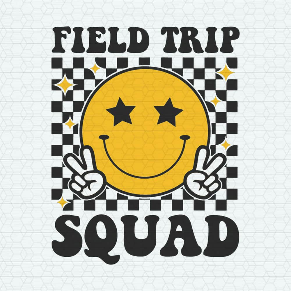 Checkered Field Trip Squad Smiley Face SVG - Inspire Uplift