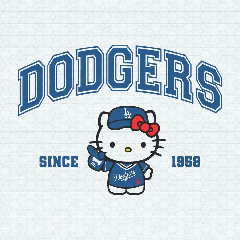 Cute Dodgers Since 1958 Baseball Kawaii Kitty SVG - Inspire Uplift