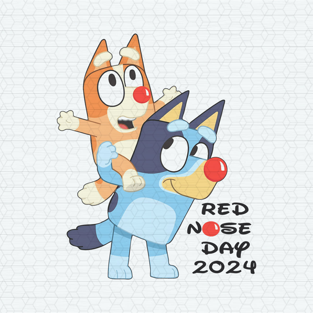 Red Nose Day 2024 Funny Cartoon Bluey Bingo PNG | Inspire Uplift