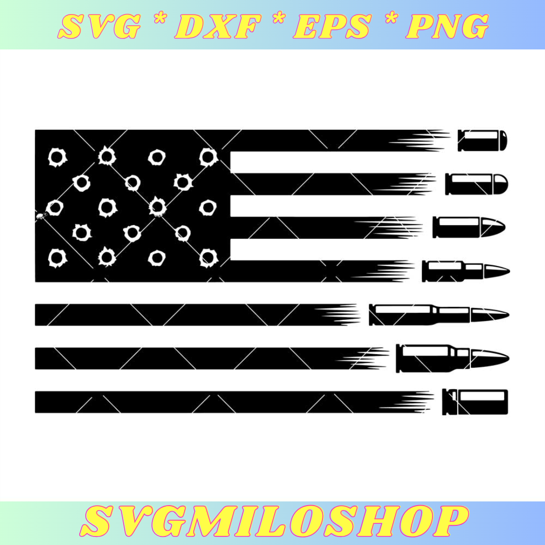 American Flag Bullet Svg, Military American Flag Svg | Inspire Uplift