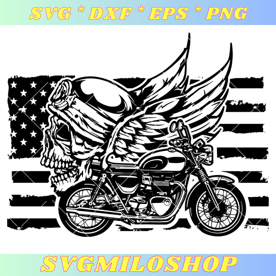 Distressed Flag Skull Svg, Badass Skull Svg | Inspire Uplift