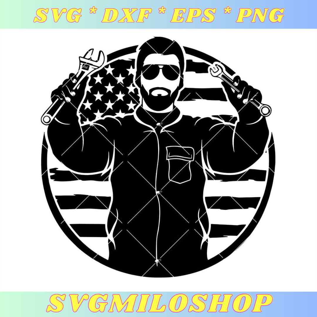 US Mechanic Man Svg, Mechanical Logo Svg - Inspire Uplift