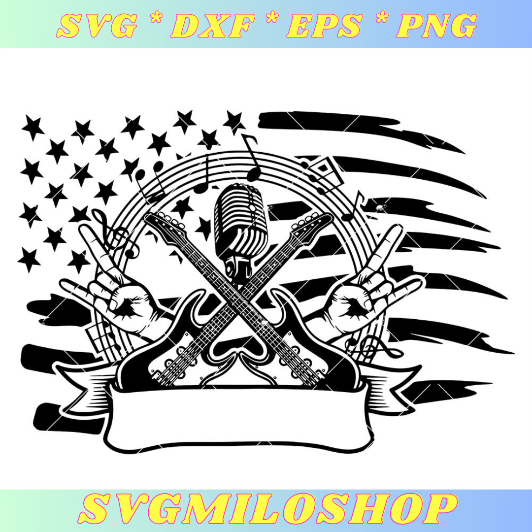 US Rock Music Logo Svg, Musician Svg, Guitar Svg, Studio Svg | Inspire ...