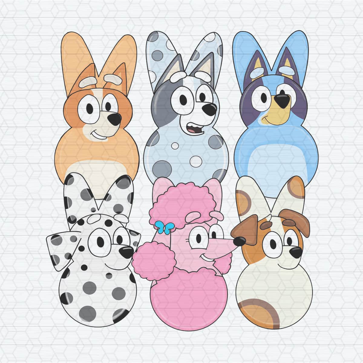 Funny Easter Bluey Friends Bunny Vibes PNG | Inspire Uplift