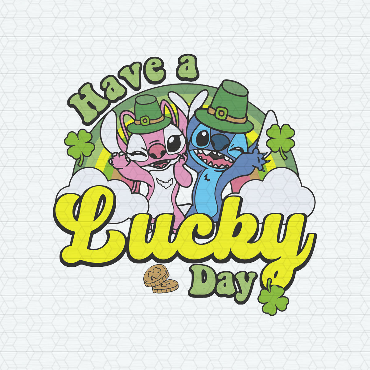 Stitch And Angel Have A Lucky Day SVG | Inspire Uplift