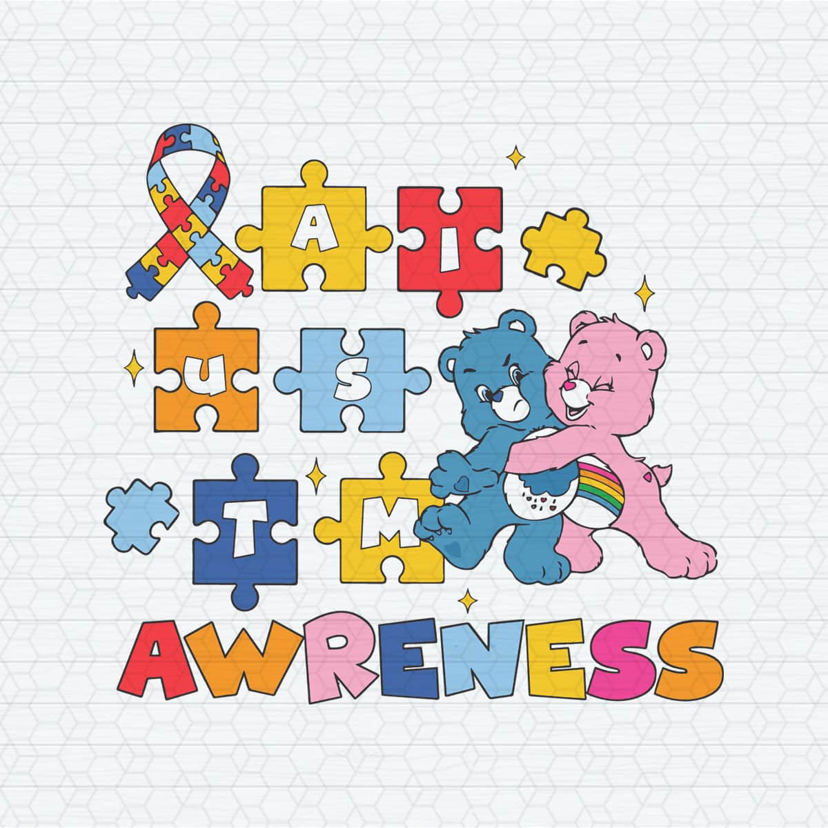 Care Bears Autism Awareness Autism Puzzle Pieces SVG | Inspire Uplift
