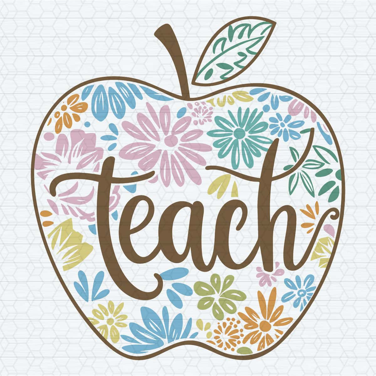 Retro Teach Floral TeacherBoho Apple Png School SVG | Inspire Uplift