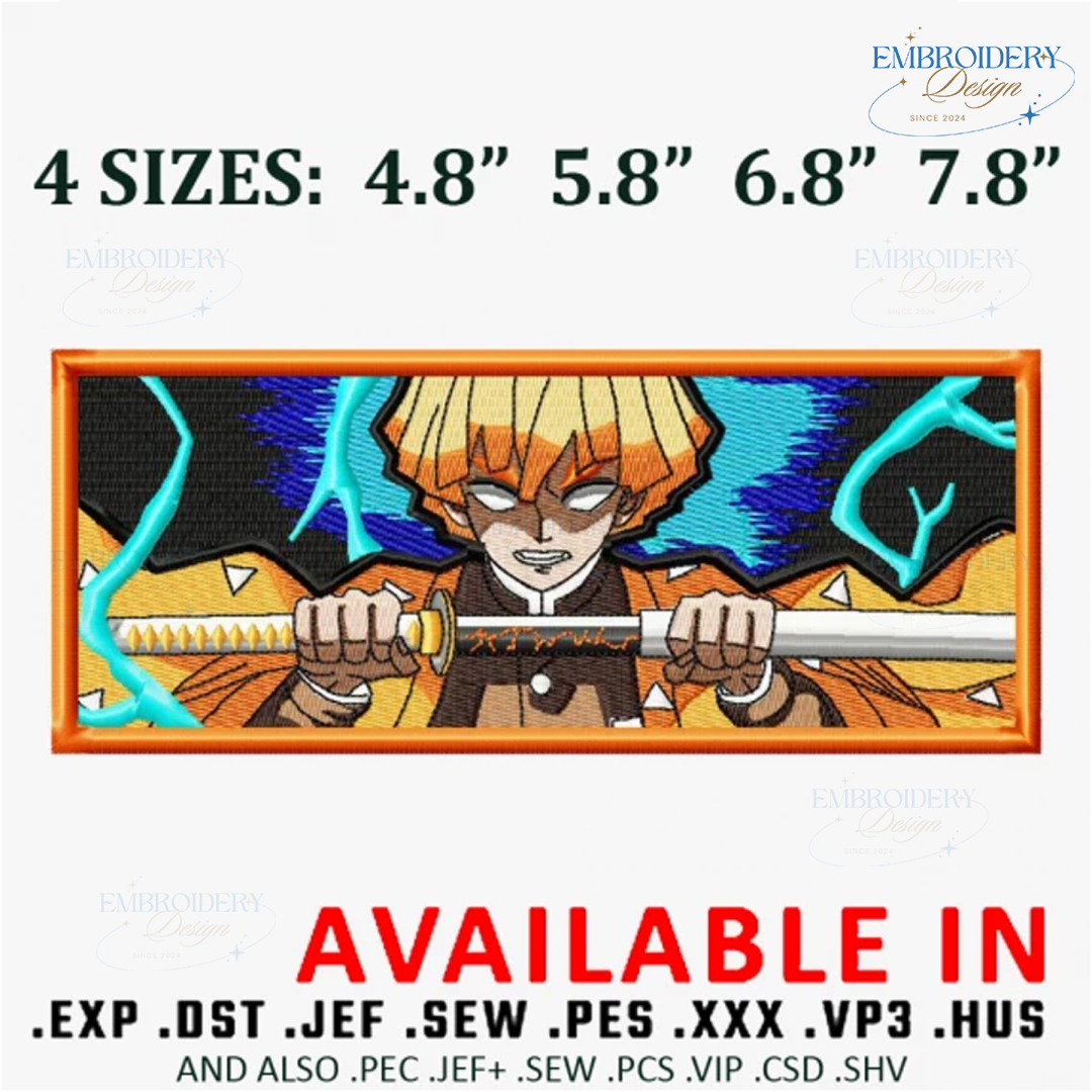 Agatsuma zenitsu frame embroidery design,Anime Embroidery,An | Inspire ...