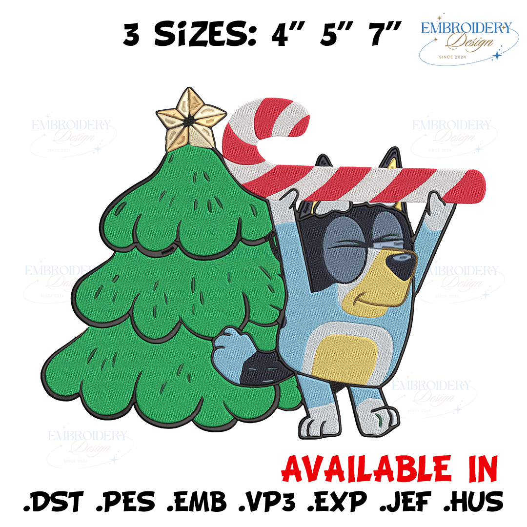 Bluey chrismas Embroidery Design, Bluey Embroidery, Embroide - Inspire ...