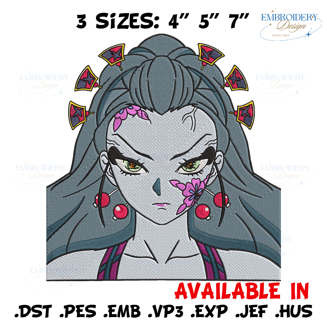 Daki face Embroidery Design, Demon slayer Embroidery, Embroi | Inspire ...