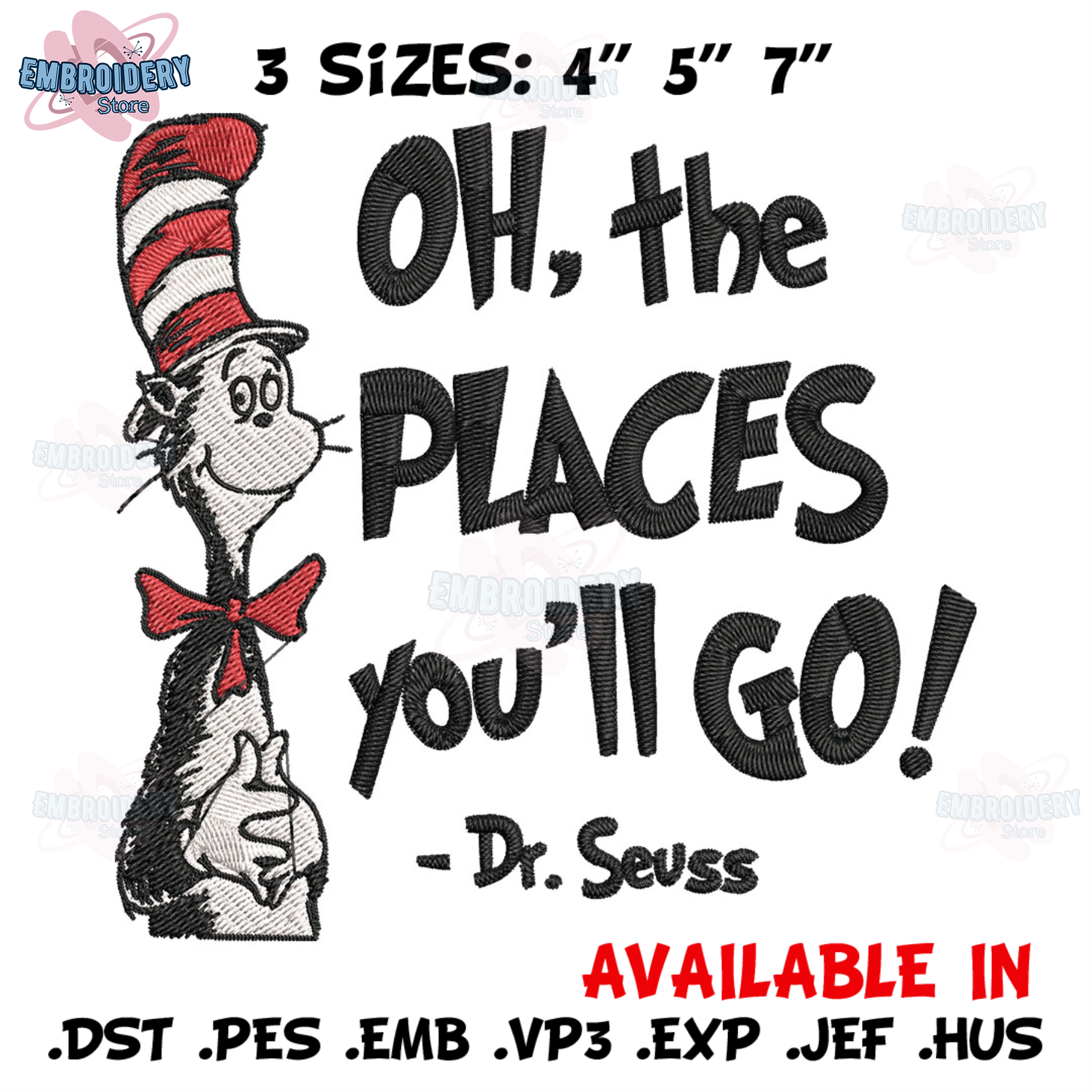 Oh the places youll go dr seuss Embroidery Design, Dr seuss - Inspire ...