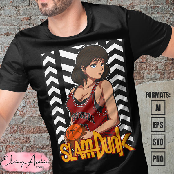 Premium Haruko Slam Dunk Anime Vector T-shirt Design Templat - Inspire ...