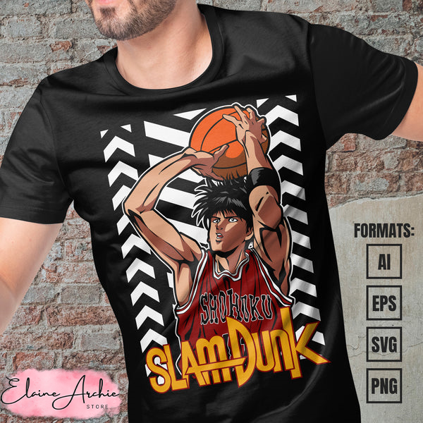 Premium Kaede Rukawa Slam Dunk Anime Vector T-shirt Design T - Inspire ...