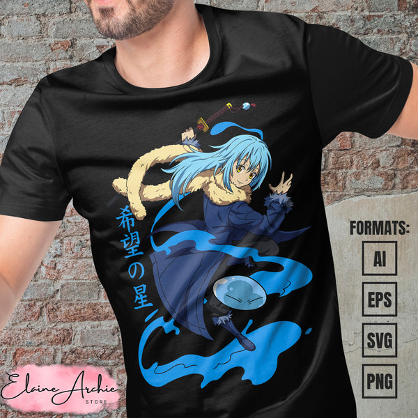 Premium Rimuru Tempest Anime Vector T-shirt Design Template - Inspire ...