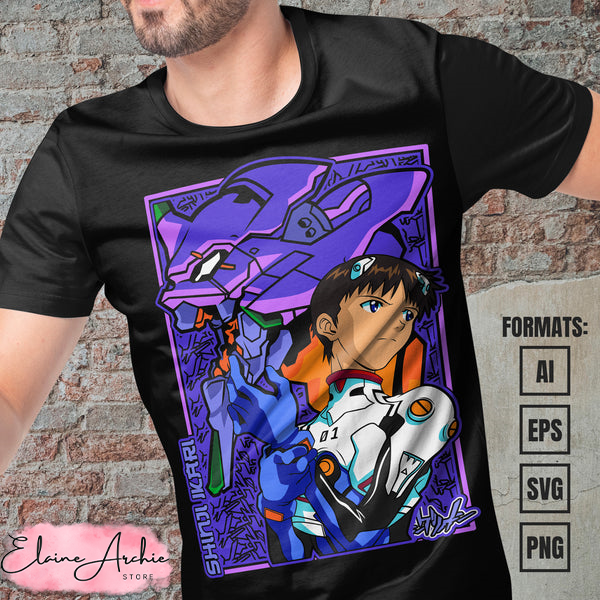 Premium Shinji Ikari Neon Genesis Evangelion Anime Vector T- | Inspire ...