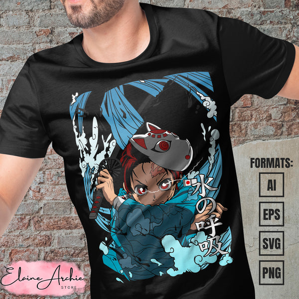 Premium Tanjiro Kamado Demon Slayer Anime Vector T-shirt Des | Inspire ...