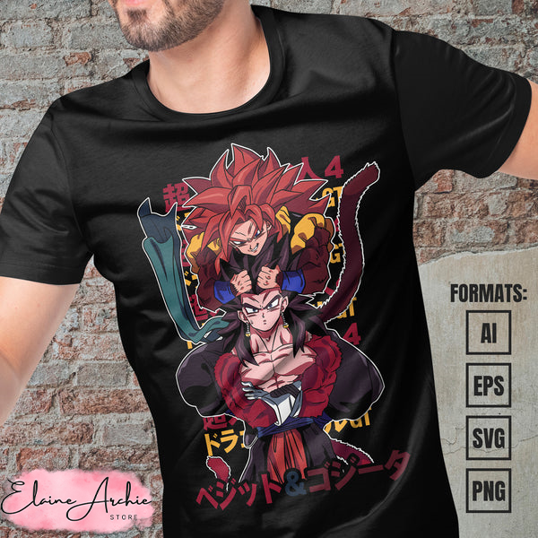 Premium Vegetto SSJ4 x Gogeta SSJ4 Dragon Ball Anime Vector | Inspire ...