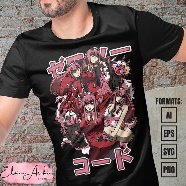Premium Zero Two Anime Vector T-shirt Design Template 4 - Inspire Uplift