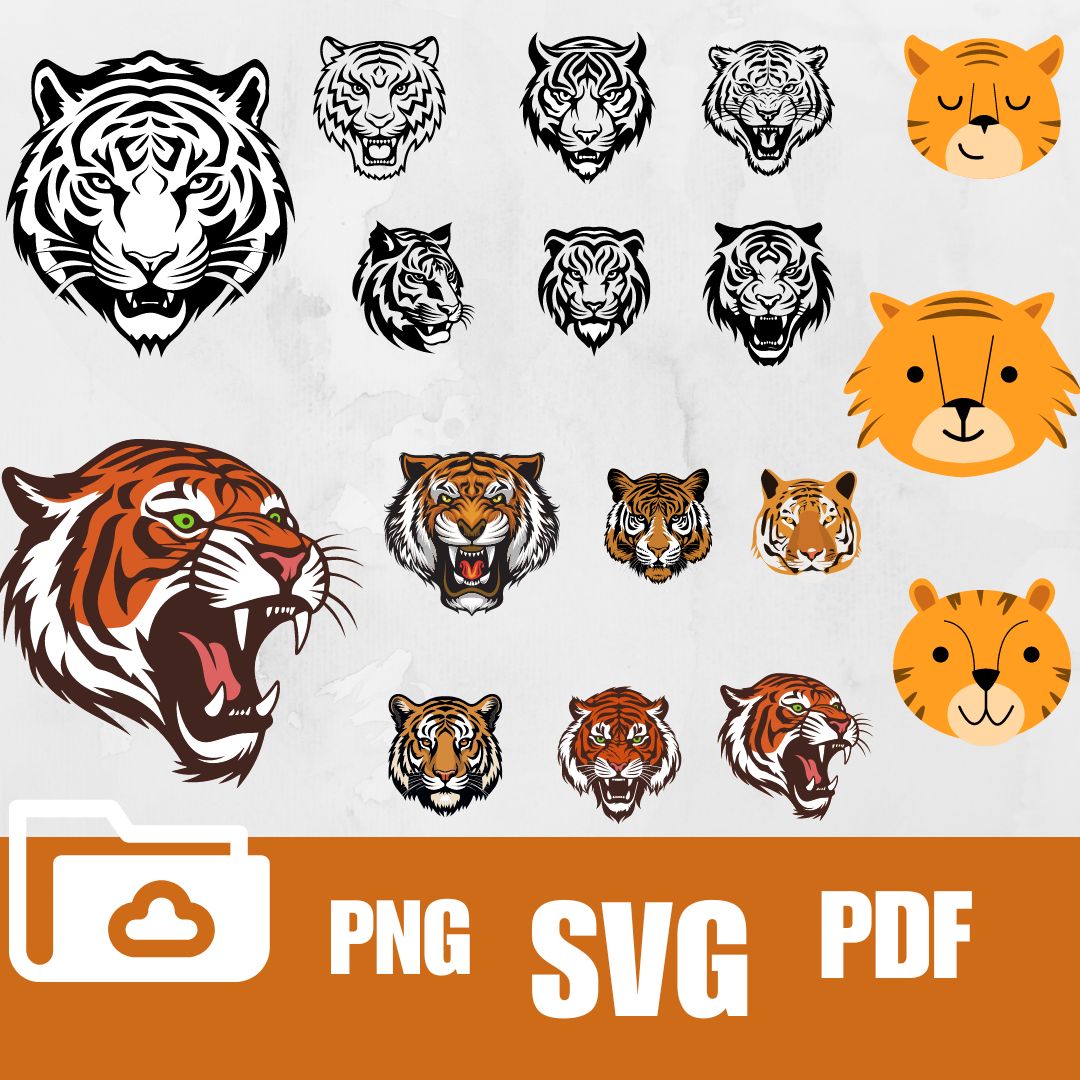 Tiger SVG Bundle, Tiger Face Svg, Tigers SVG Cut Files for C | Inspire ...
