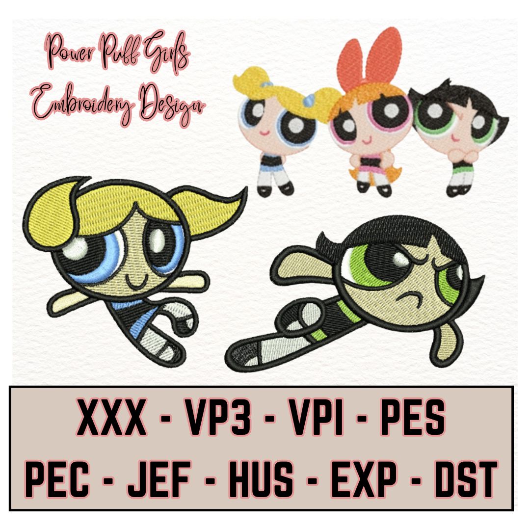 Powerpuff Girls Cartoon Embroidery Bundle Design, Cute Chara | Inspire ...