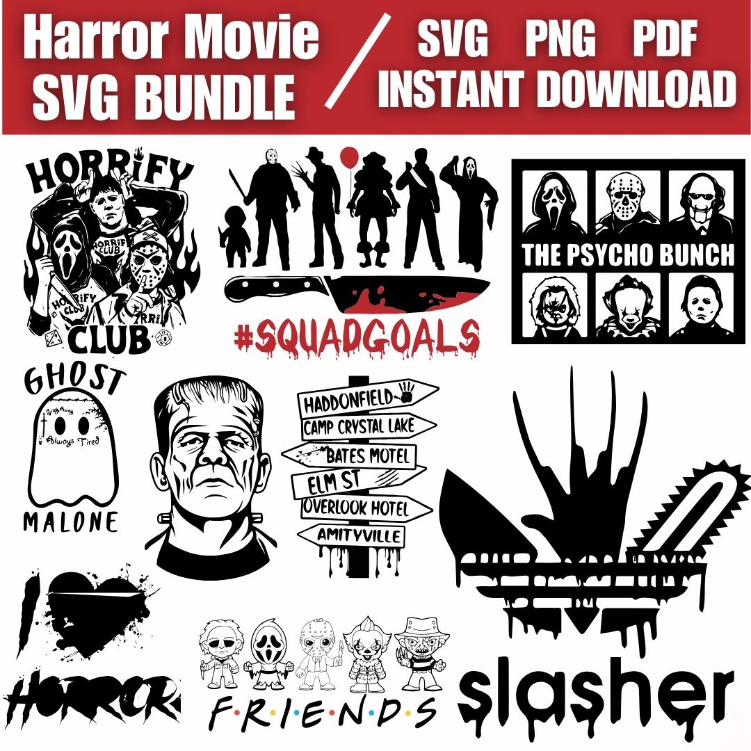 Horror Movie SVG Bundle, Scary Movie SVG, Horror Characters | Inspire ...