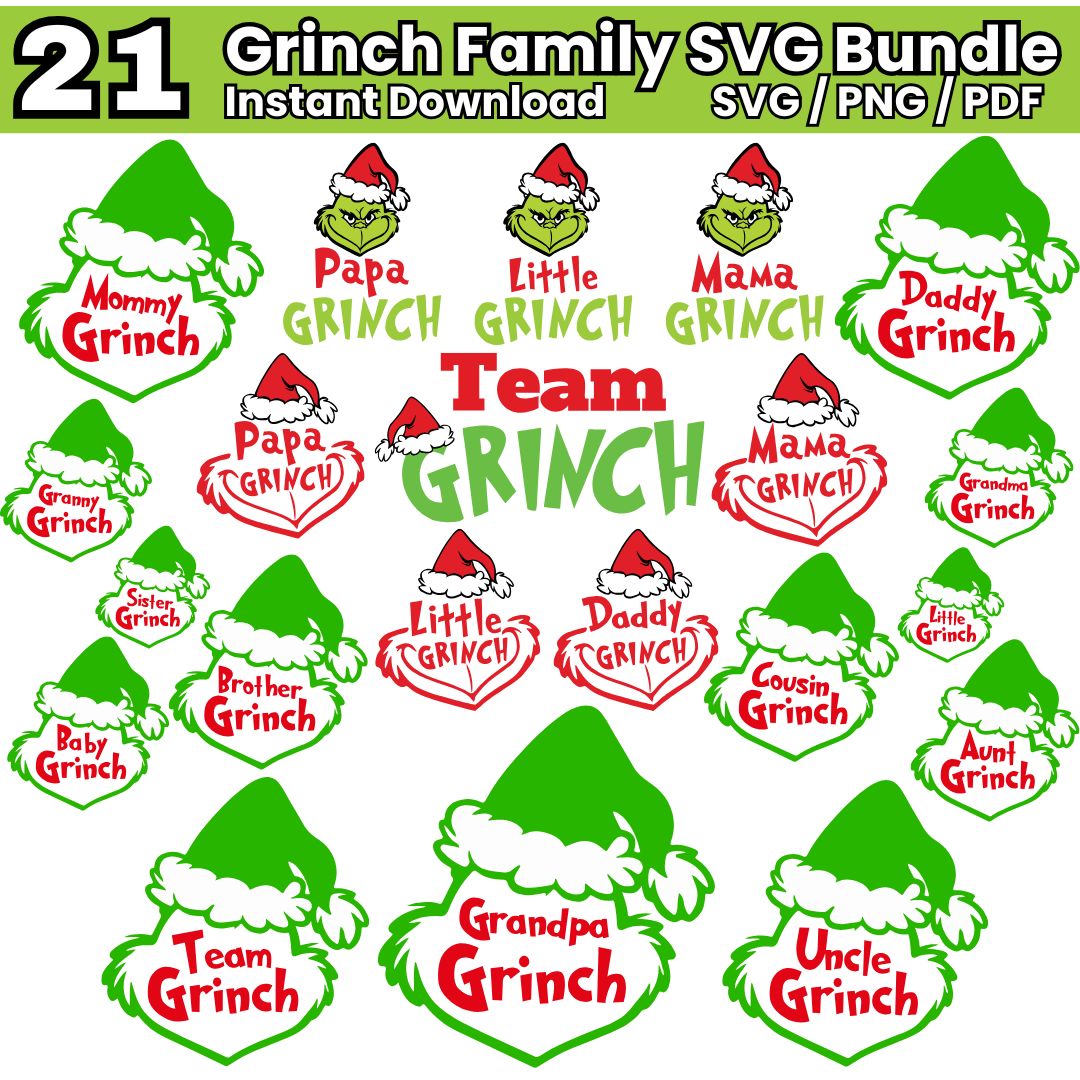 Grinch Family svg, Team Grinch SVG, Grinch Christmas Clipart | Inspire ...