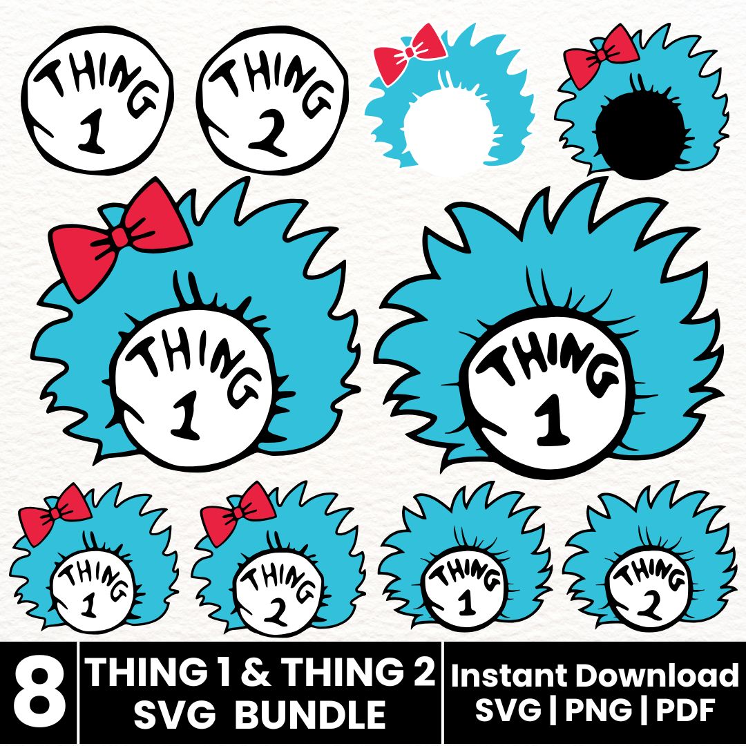 Thing 1 and Thing 2svg Bundle, Dr Seuss Inspired SVG, Twins | Inspire ...