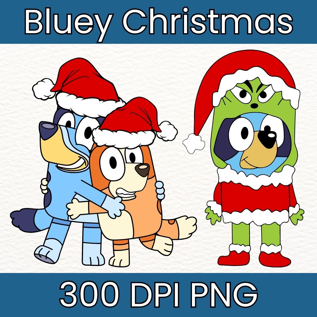 Christmas Bluey PNG Bundle, Bluey Holiday Clipart, 300 DPI B | Inspire ...