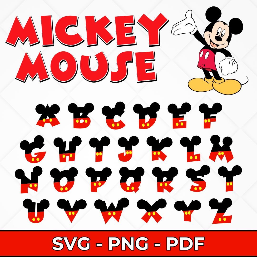 Mickey Mouse Font SVG Bundle, Disney Mickey Font Designs, Mi | Inspire ...