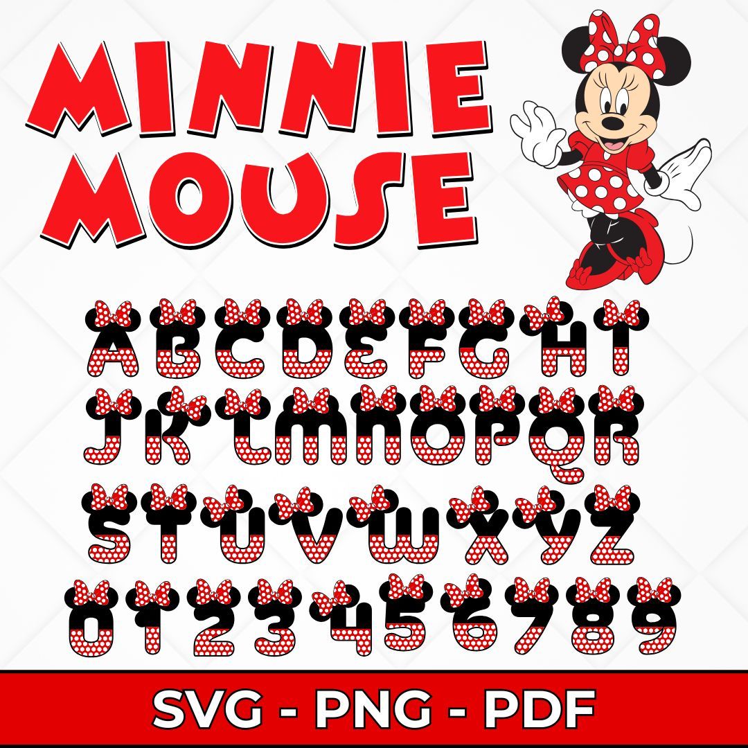 Minnie Mouse Font SVG Bundle, Disney Minnie Font Designs, Mi | Inspire ...