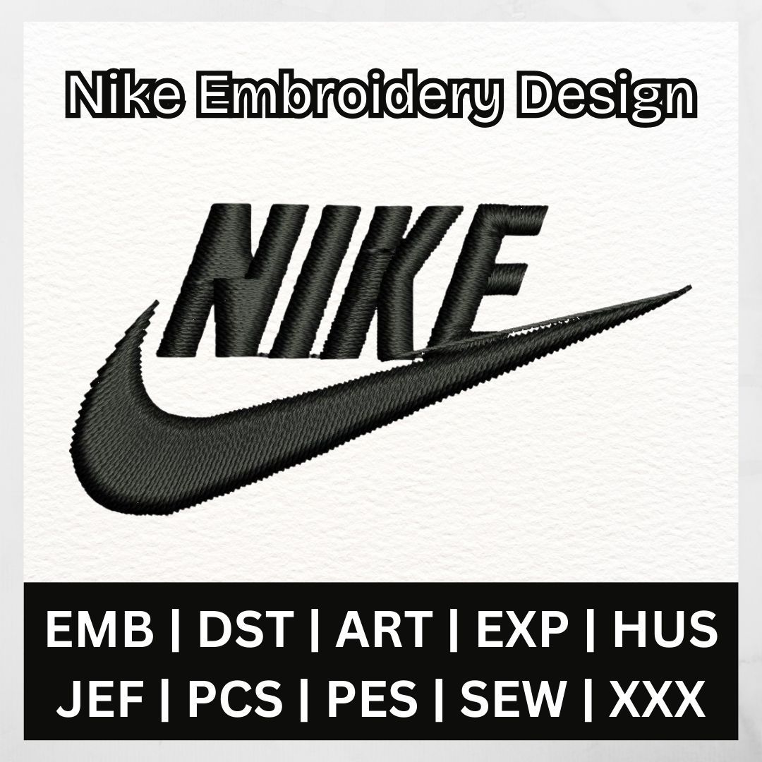 Black Nike Logo Embroidery Design, Nike Swoosh Embroidery, S | Inspire ...