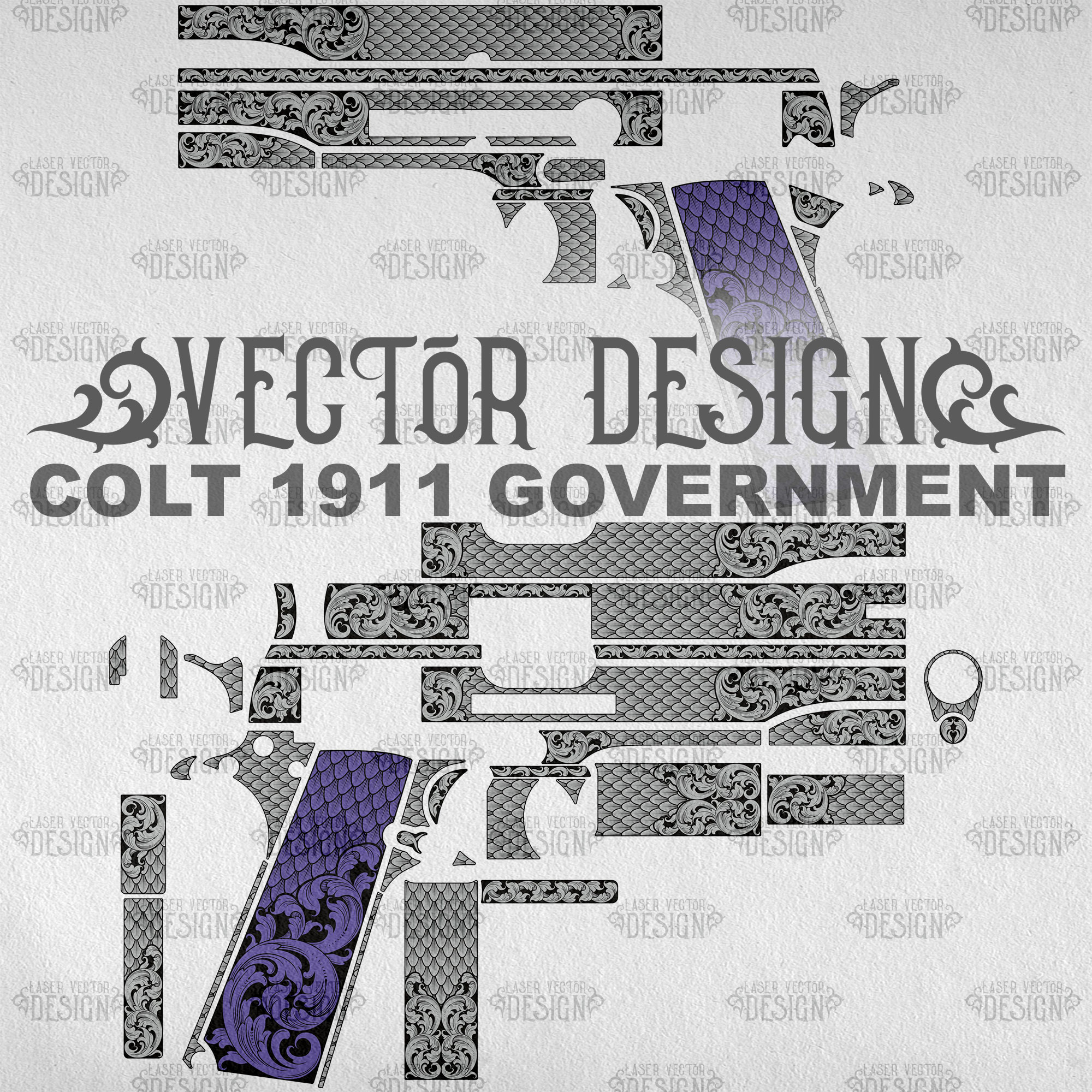 VECTOR DESIGN Colt 1911 government Scrollwork and snake scal | Inspire ...
