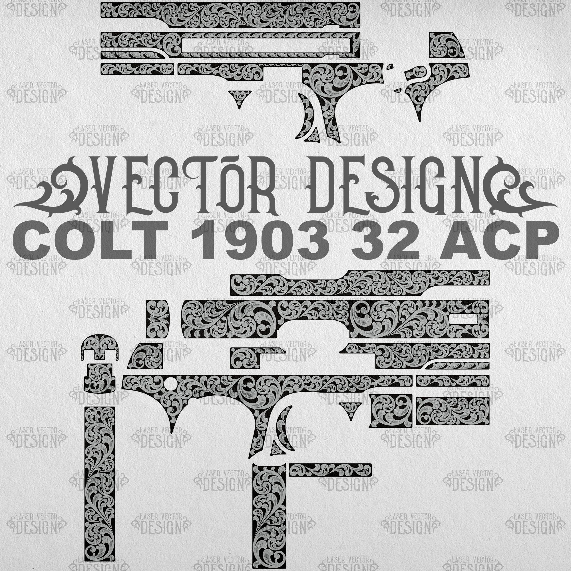 VECTOR DESIGN Colt 1903 32 ACP Scroll | Inspire Uplift