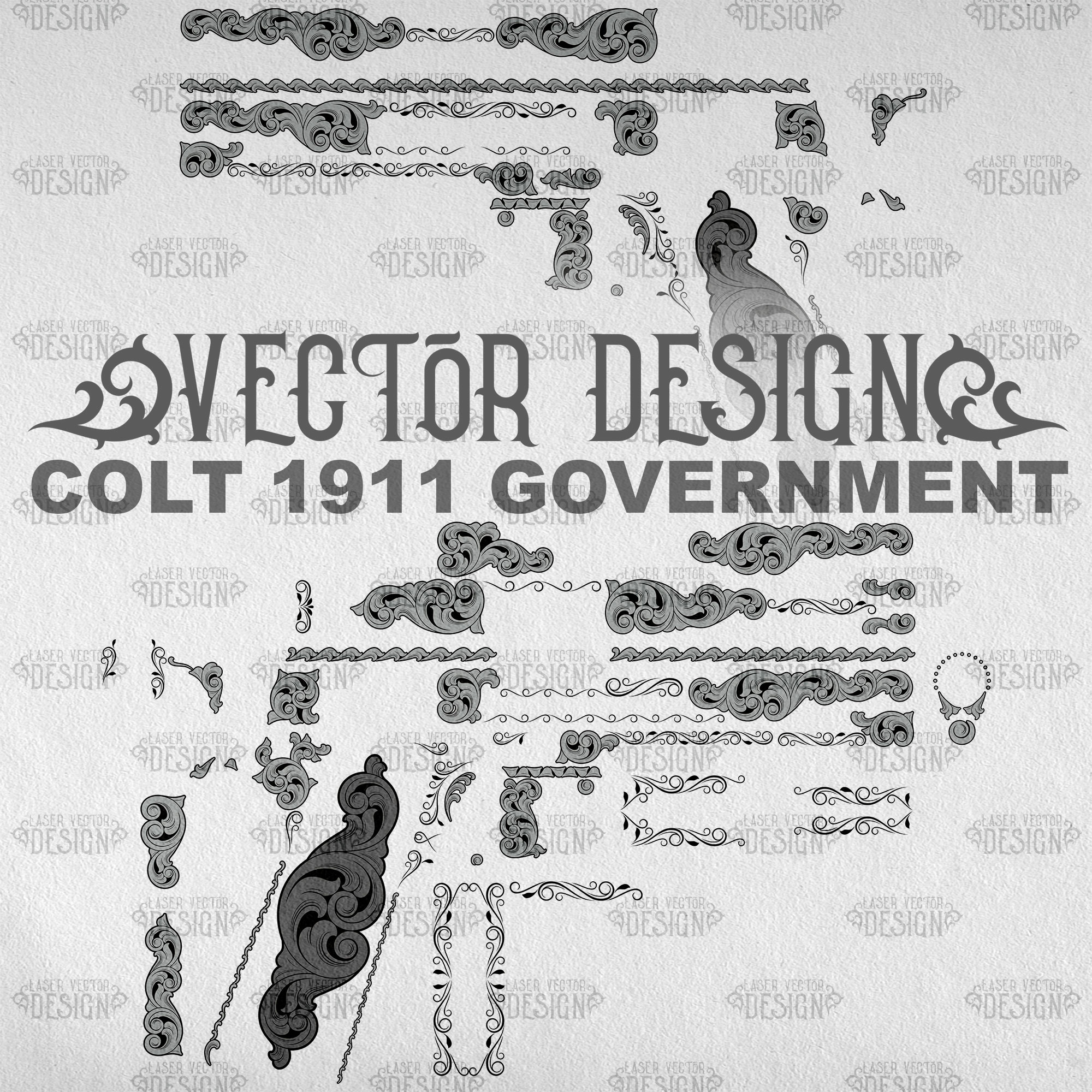 VECTOR DESIGN Colt 1911 government Scrollwork11 | Inspire Uplift