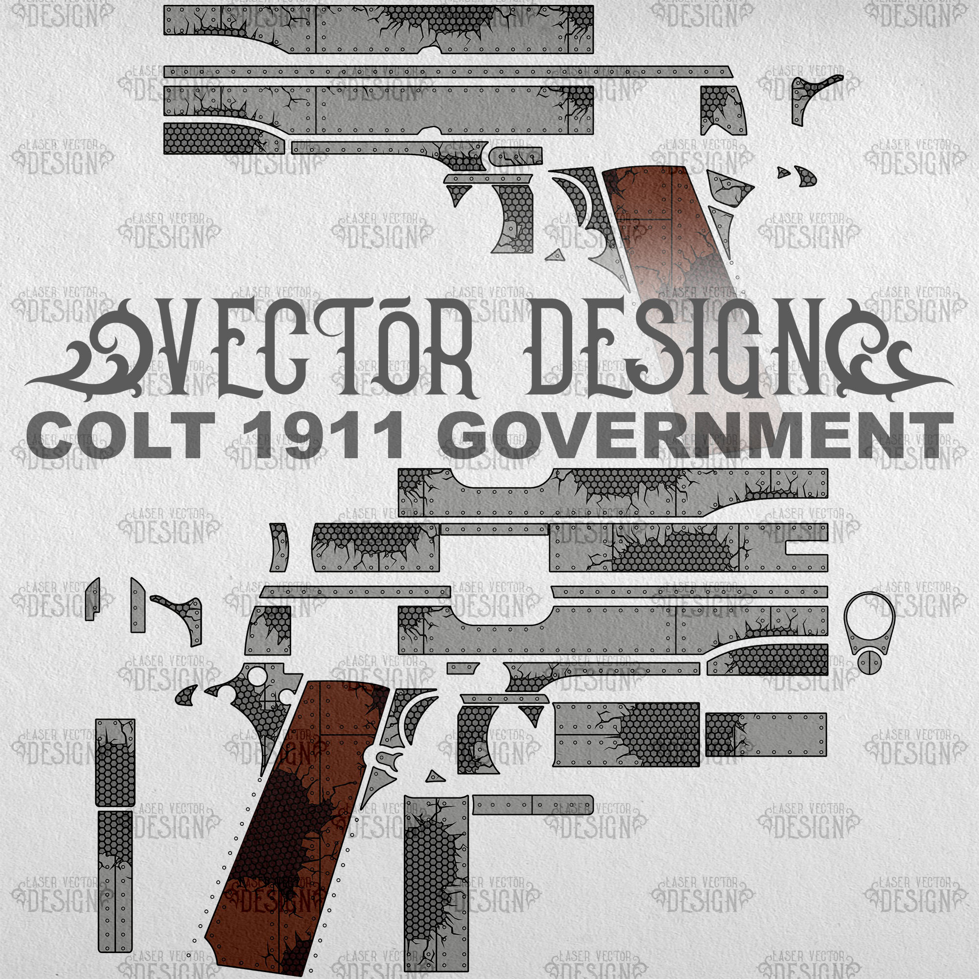 VECTOR DESIGN Colt 1911 government "Metal tearing" - Inspire Uplift