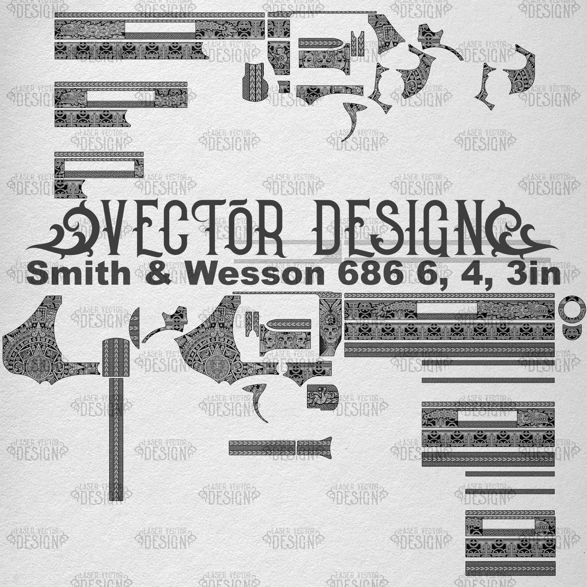 VECTOR DESIGN Smith & Wesson 686 6 4 3in "Aztec calendar" - Inspire Uplift