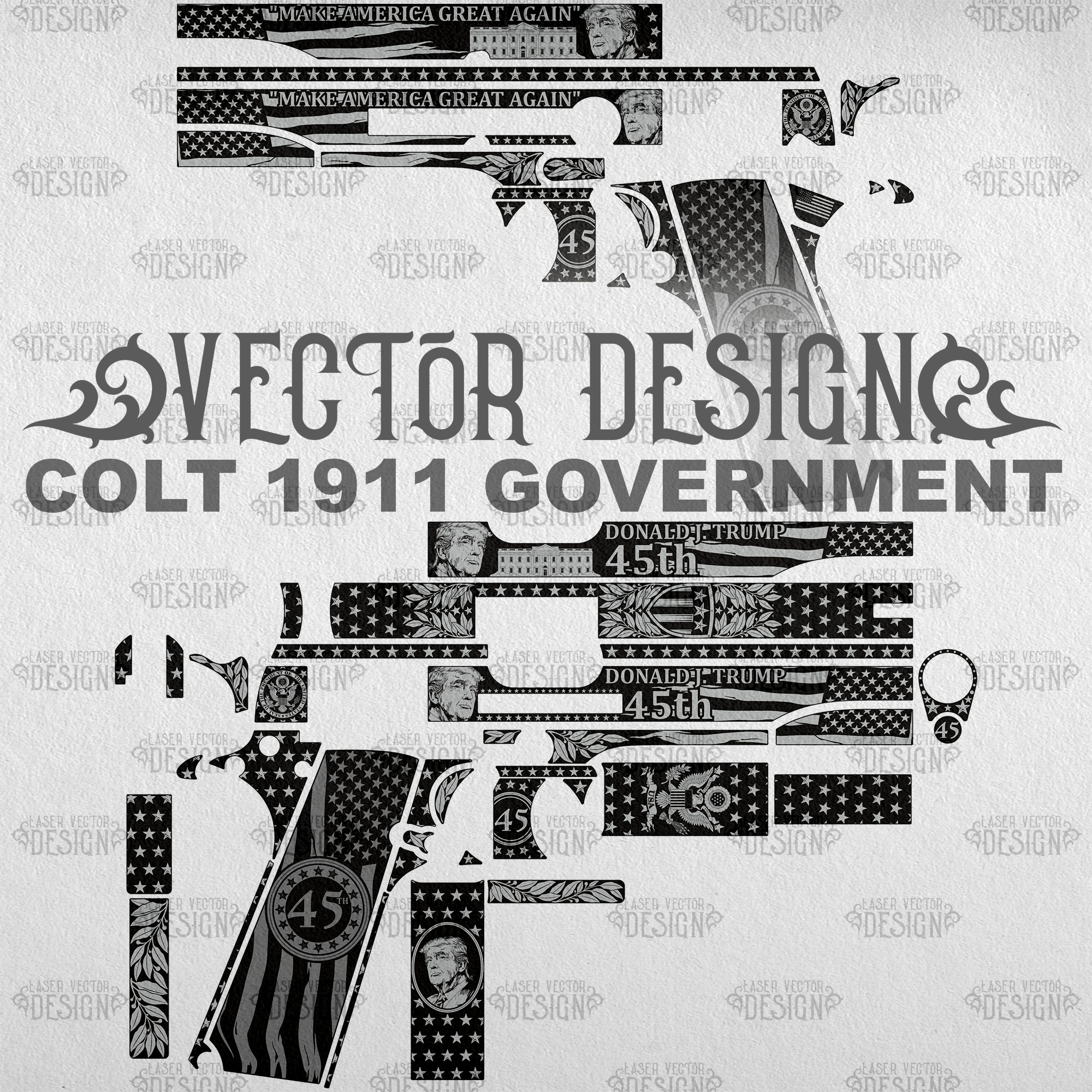 VECTOR DESIGN Colt 1911 government Trump - Inspire Uplift