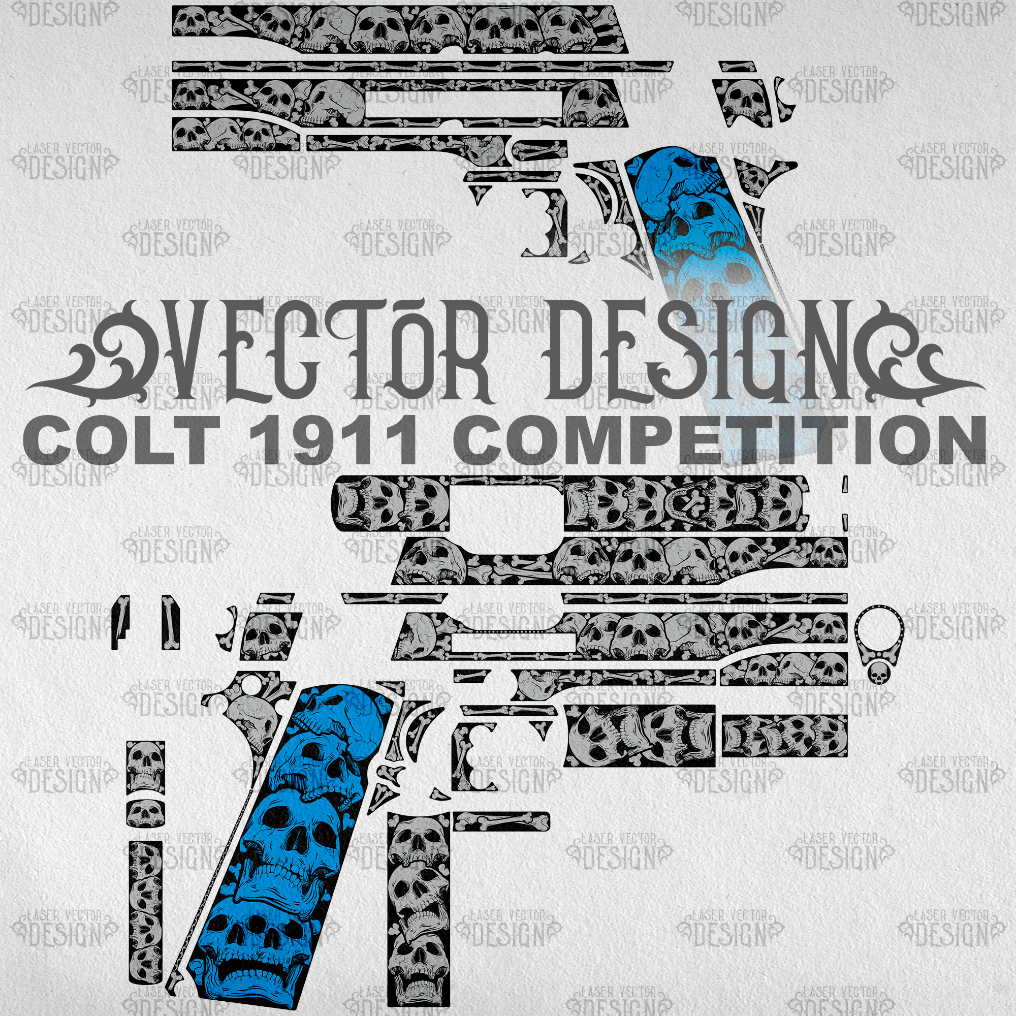 VECTOR DESIGN Colt 1911 Competition "Skulls and bones" - Inspire Uplift