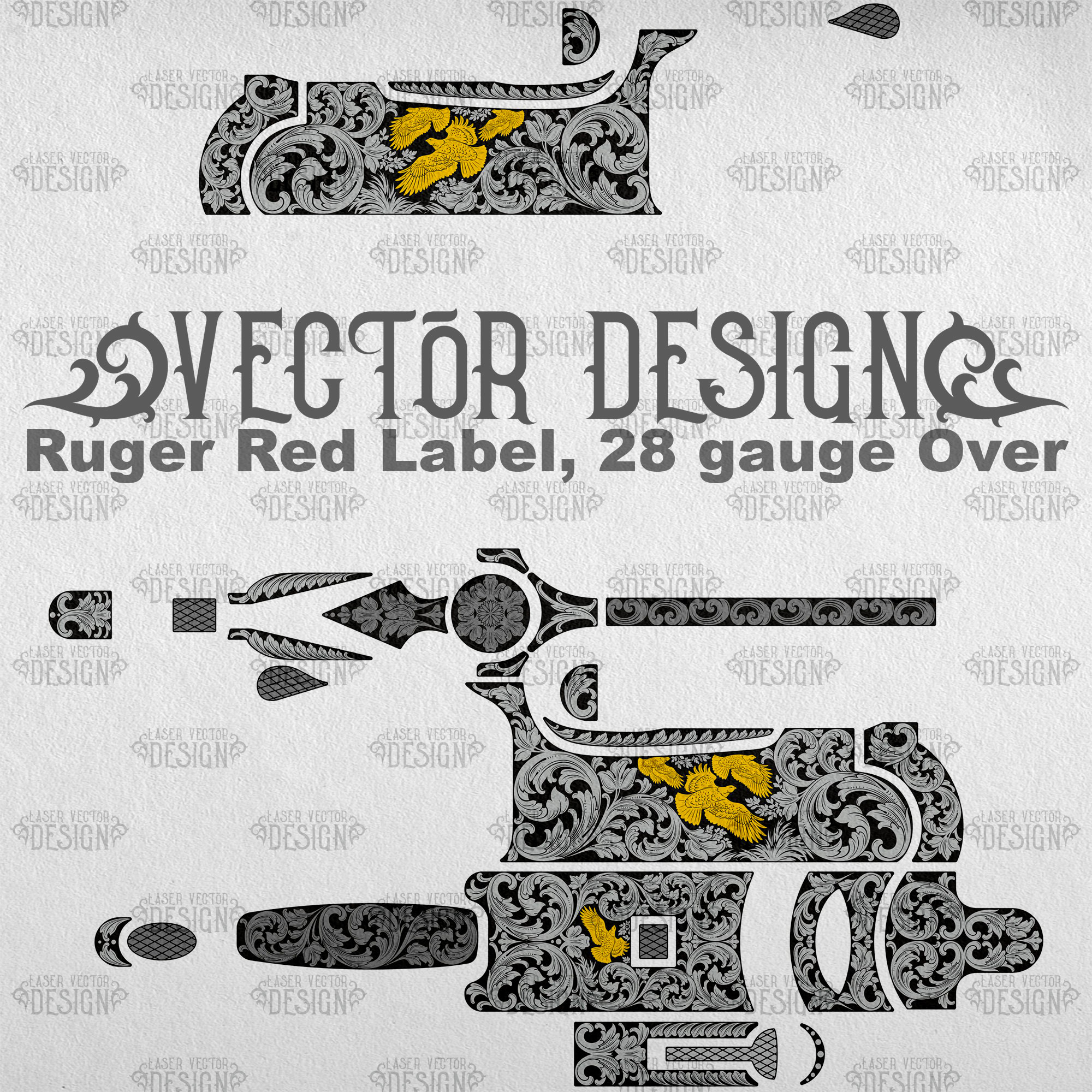 VECTOR DESIGN Ruger Red Label, 28 gauge Over Scrollwork and | Inspire ...