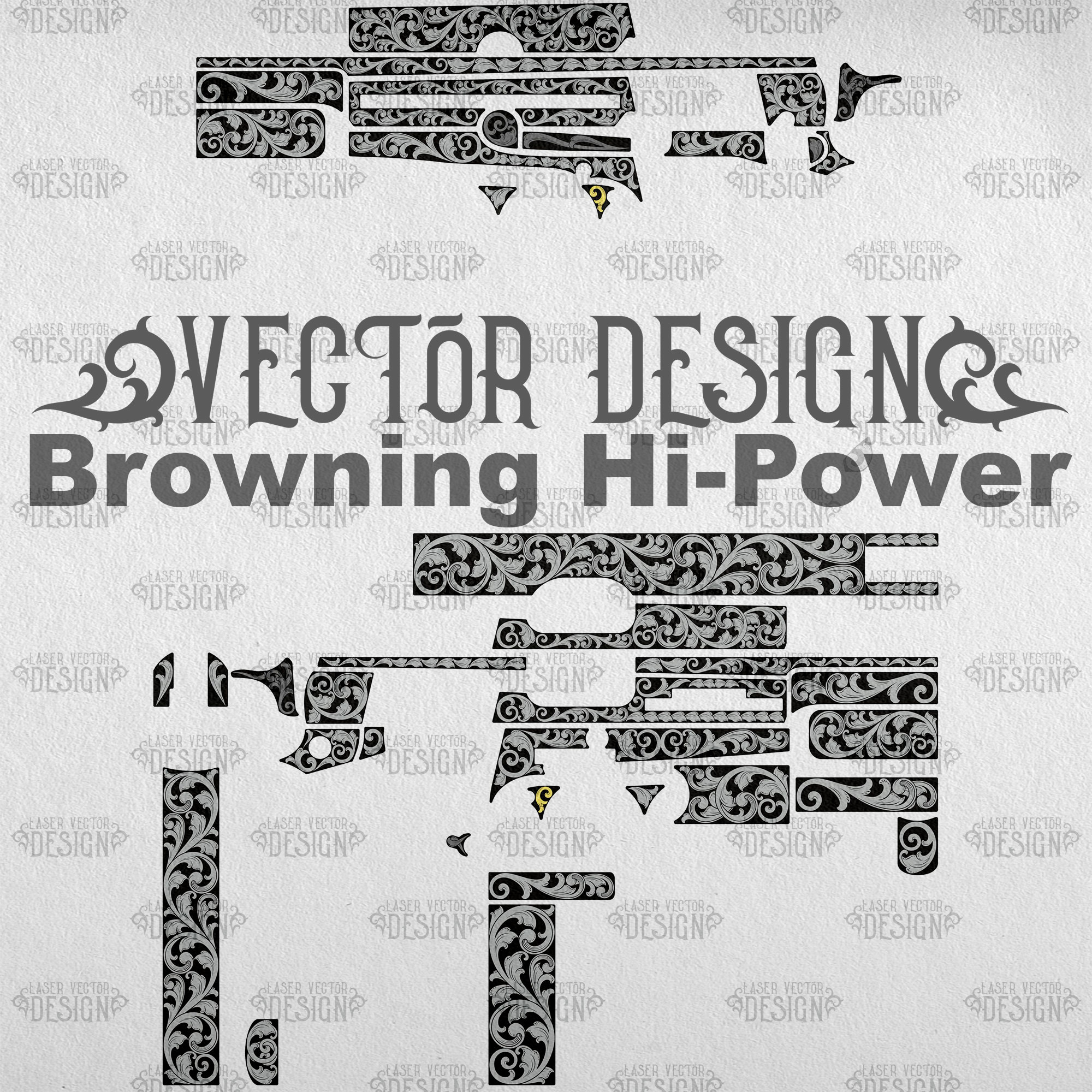 VECTOR DESIGN Browning Hi-Power Scrollwork2 | Inspire Uplift