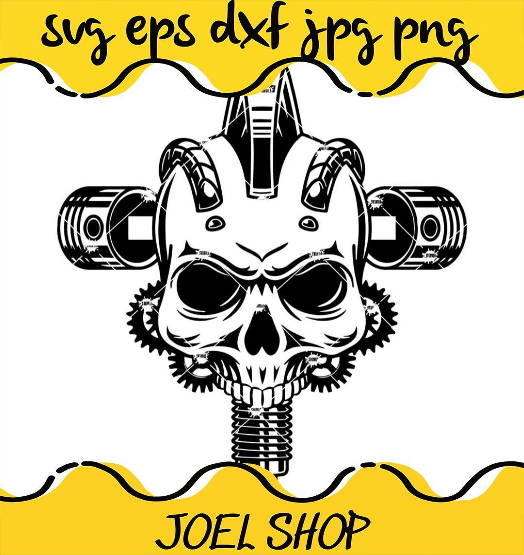 Skull Mechanic Svg, Mechanic Svg, Skull Svg | Inspire Uplift